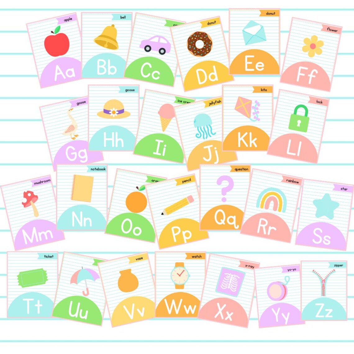 Alphabet Classroom Editable Posters, Canva Templates, Cute Rainbow ...