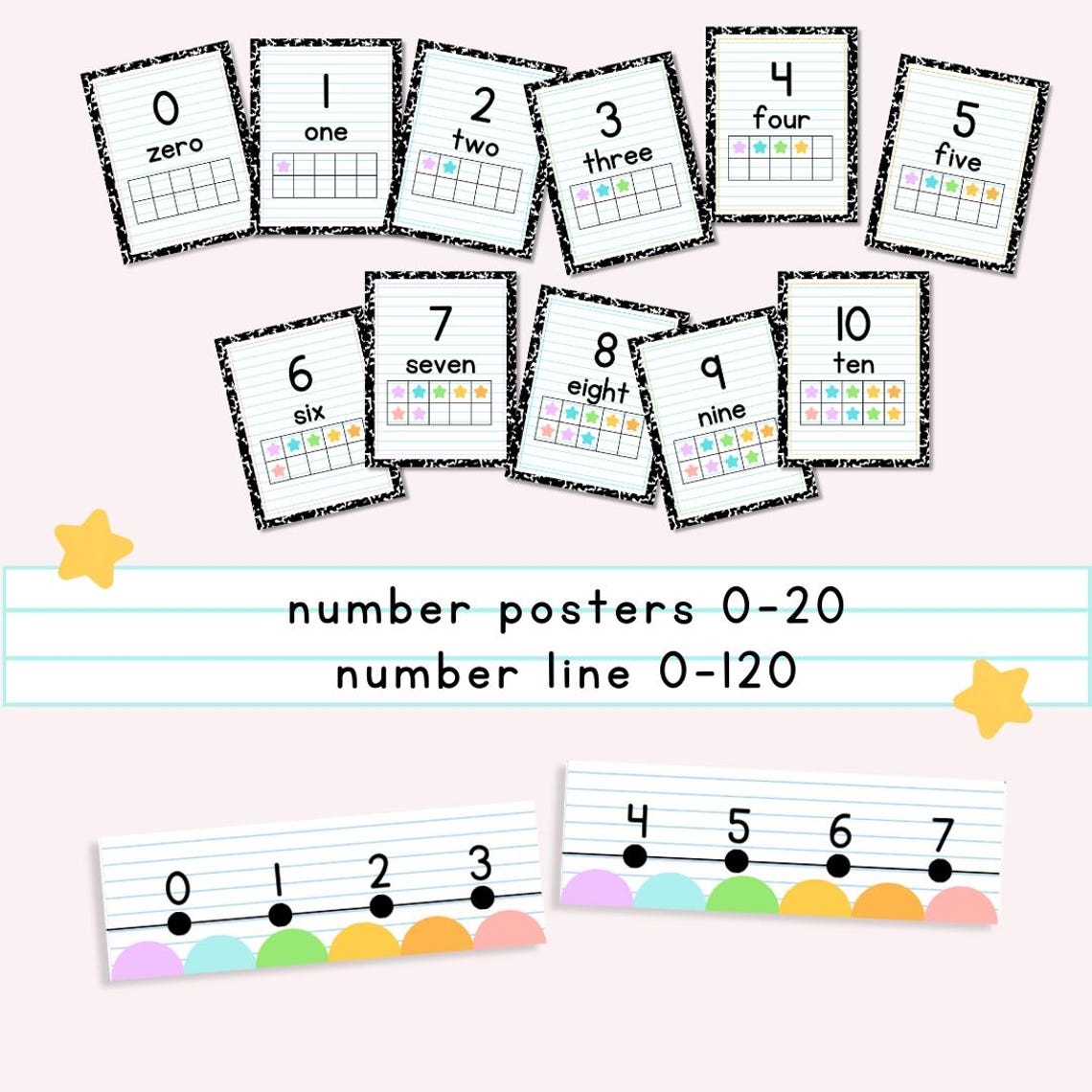 Number Ten Frames Classroom Editable Posters, Pastel Rainbow Counting ...