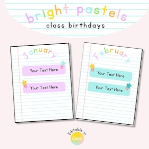 Classroom Birthdays Display, Pastel Classroom Decor, Birthday Chart ...