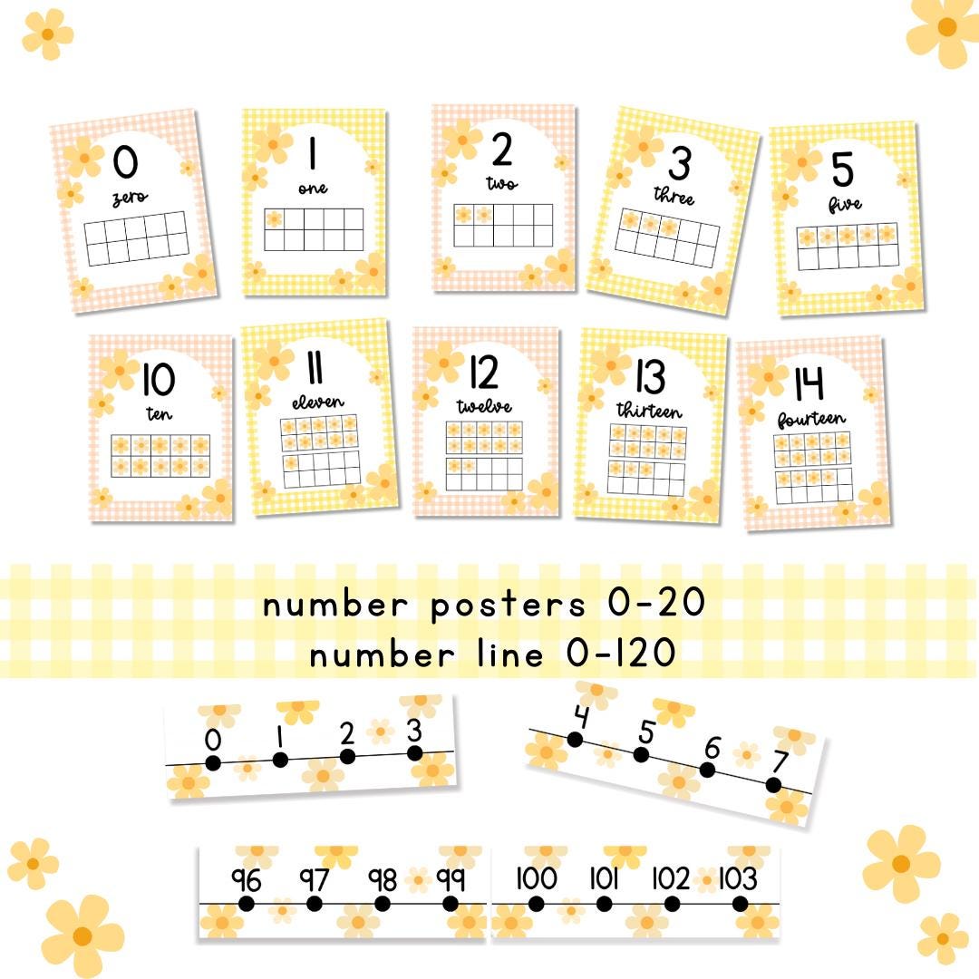 Number Ten Frames Classroom Editable Posters, Daisy Theme Counting ...