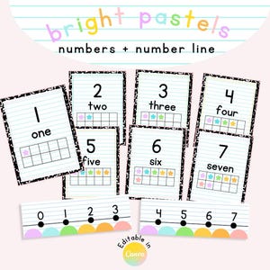 Number Ten Frames Classroom Editable Posters, Pastel Rainbow Counting ...