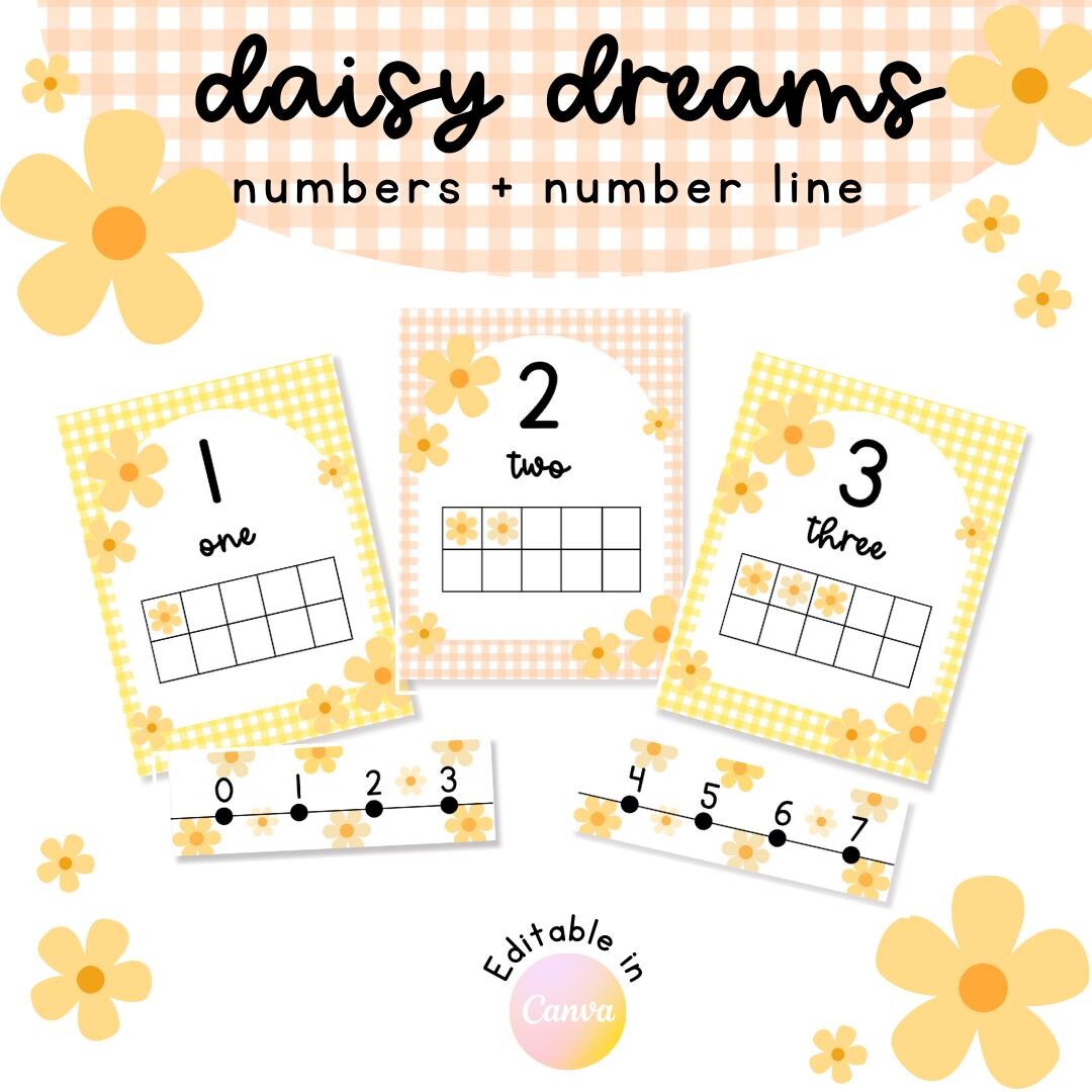 Number Ten Frames Classroom Editable Posters, Daisy Theme Counting ...