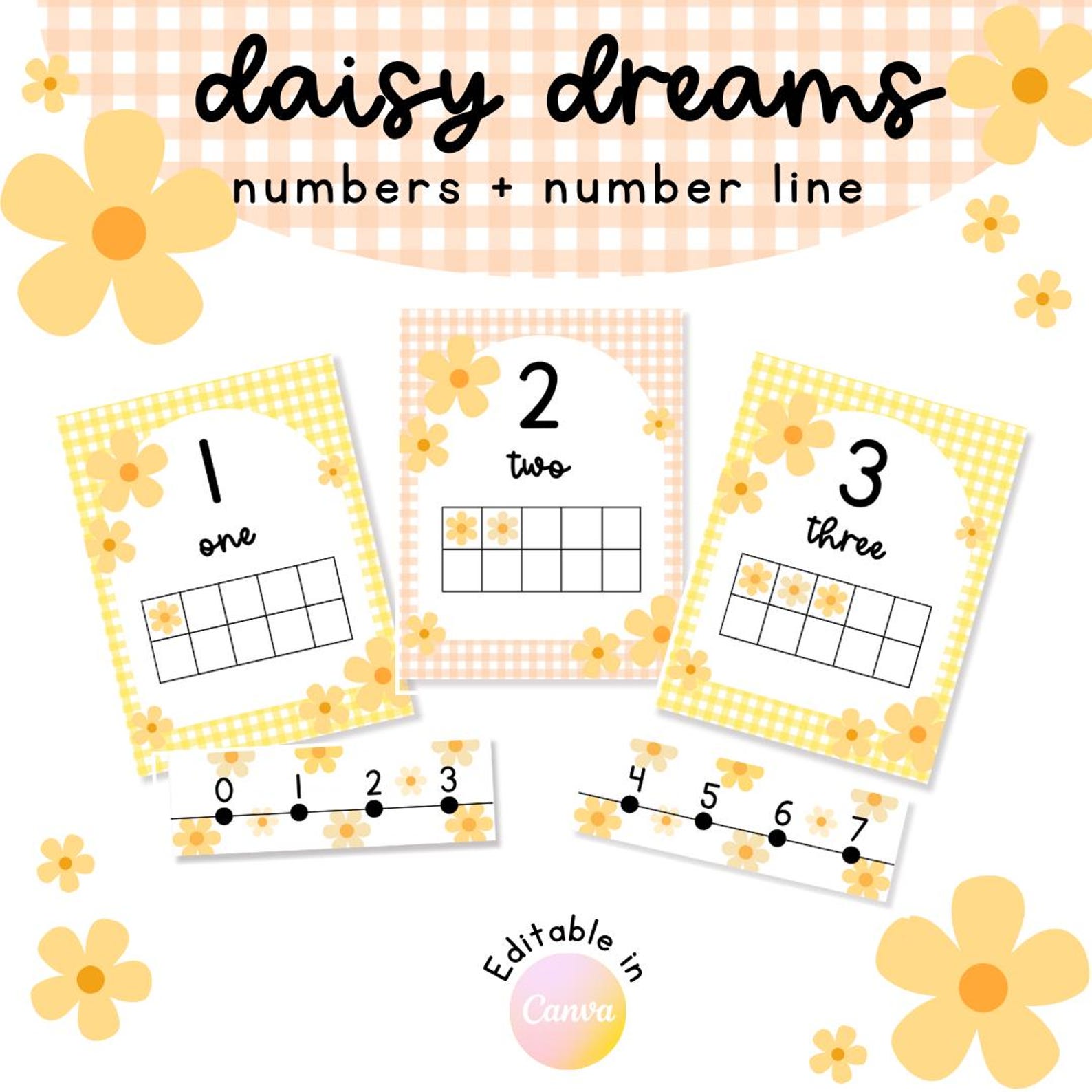 Number Ten Frames Classroom Editable Posters, Daisy Theme Counting ...