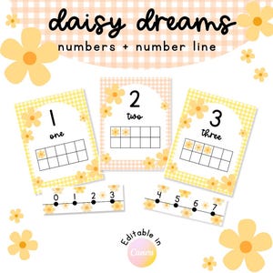 Number Ten Frames Classroom Editable Posters, Daisy Theme Counting ...