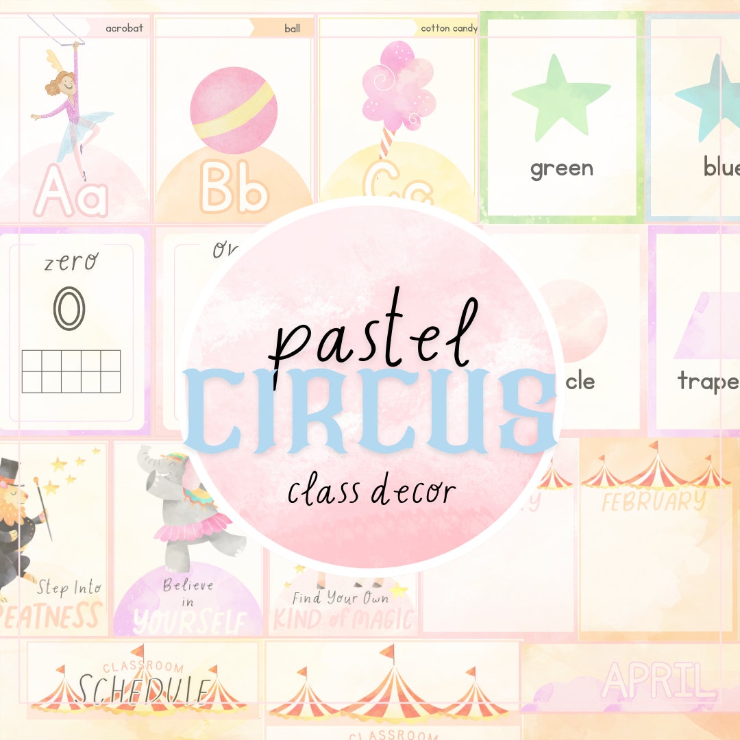 Pastel Circus Classroom Decor Bundle, Editable Classroom Decor Bundle ...