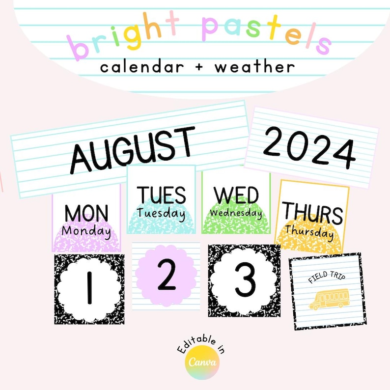 Classroom Calendar, Editable Canva Template, Classroom Management ...