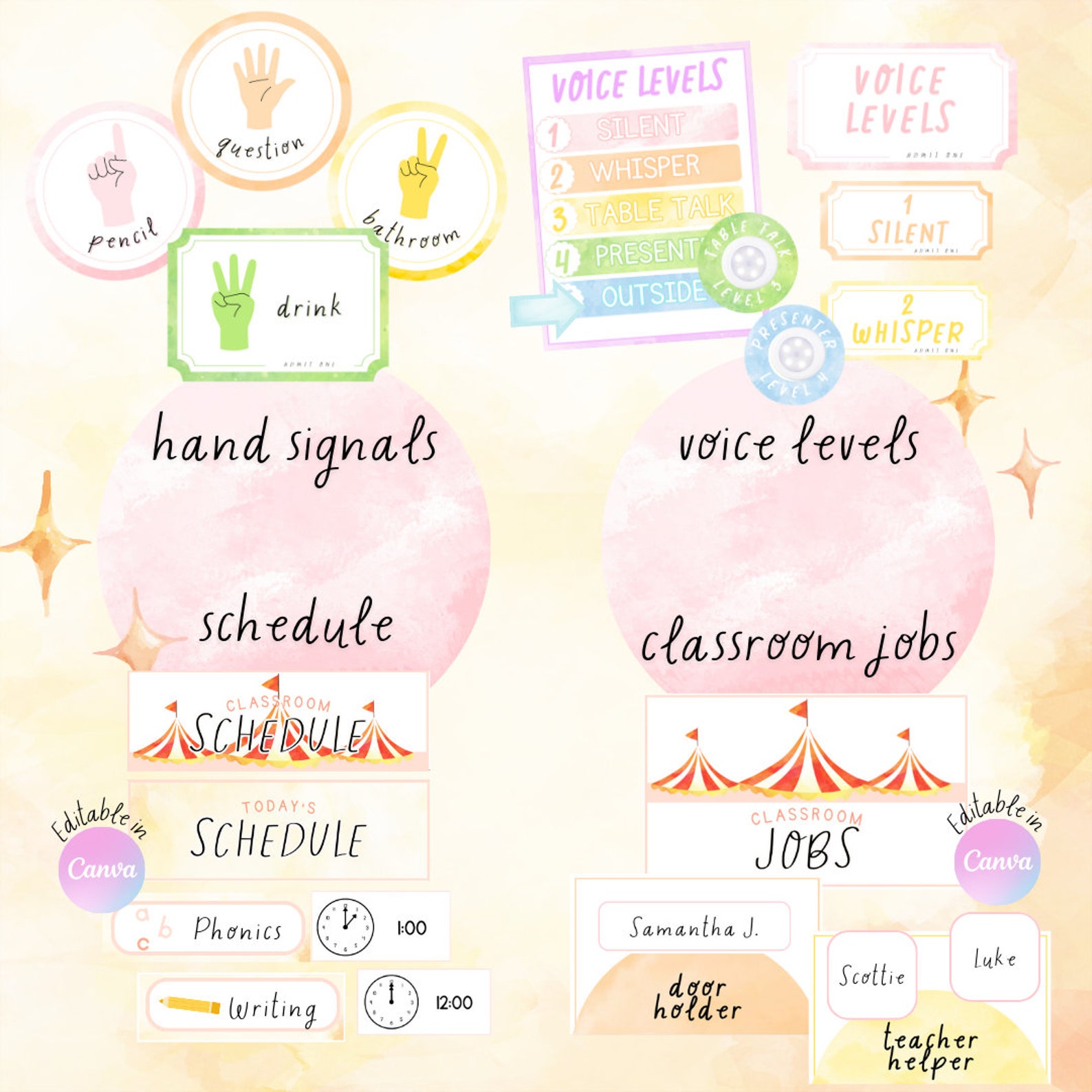 Pastel Circus Classroom Decor Bundle, Editable Classroom Decor Bundle ...