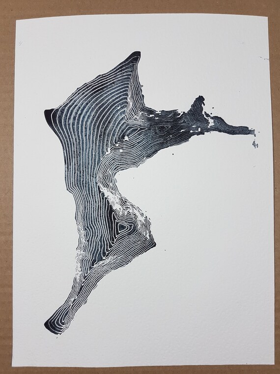 Snowdon Original Painting / Contour Map Art / Mountain Print / | Etsy