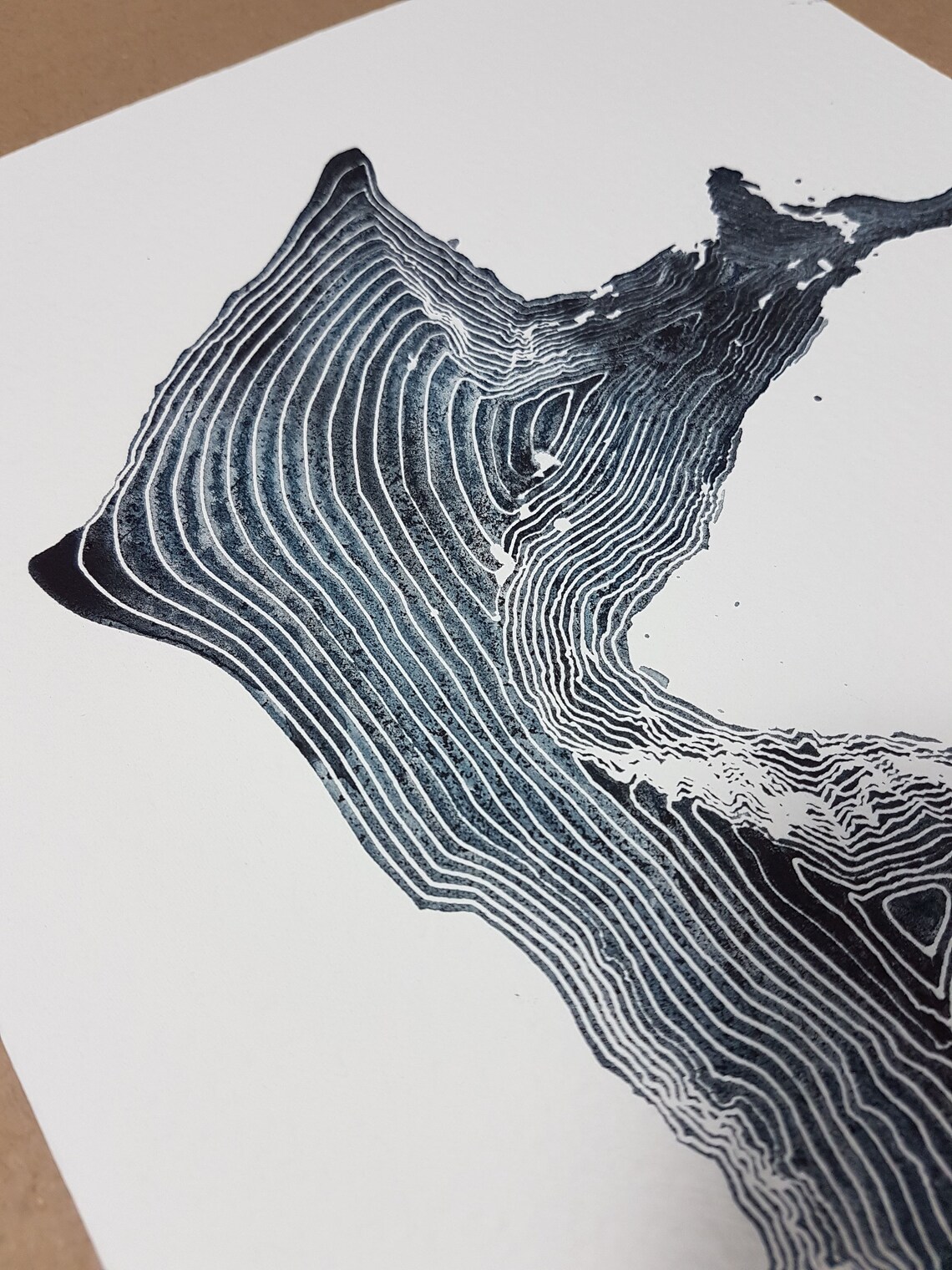 Snowdon Original Painting / Contour Map Art / Mountain Print / | Etsy