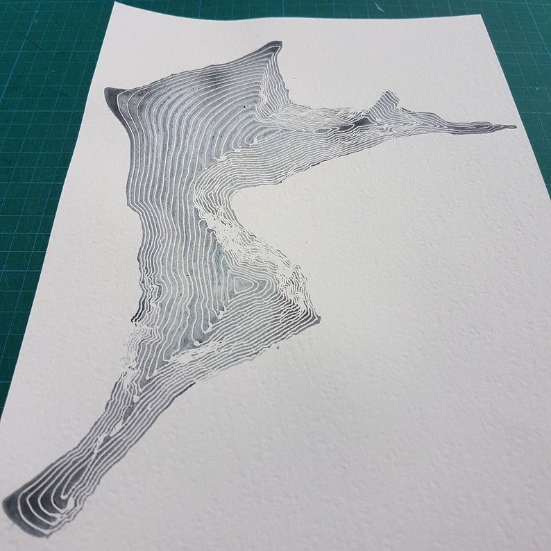 Snowdon Original Painting / Contour Map Art / Mountain Print ...