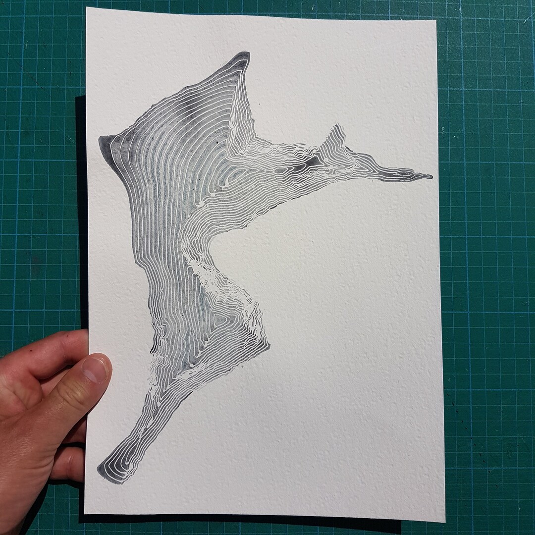 Snowdon Original Painting / Contour Map Art / Mountain Print ...