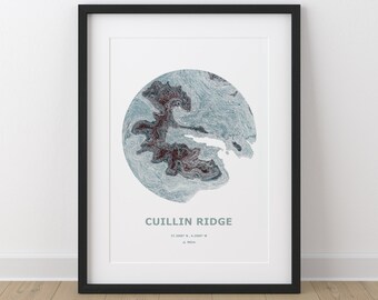 Isle of Skye Map Print / Cuillin Ridge Contour Map Art / | Etsy UK
