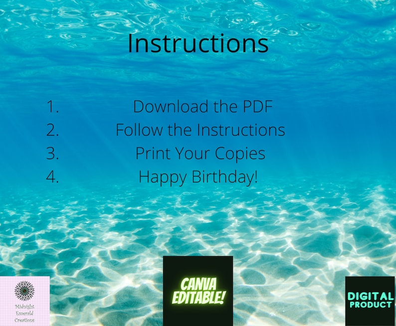 Mermaid Birthday Card Template - CANVA EDITABLE - Etsy Canada