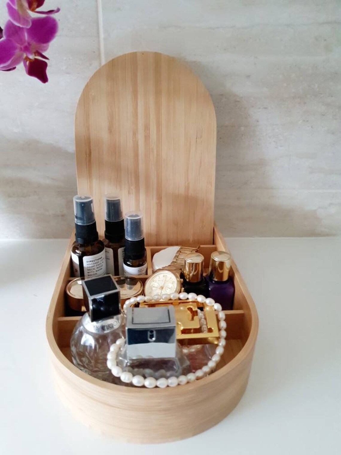 Wooden Engraved Toiletries box with mirror Gift for Her Gift | Etsy