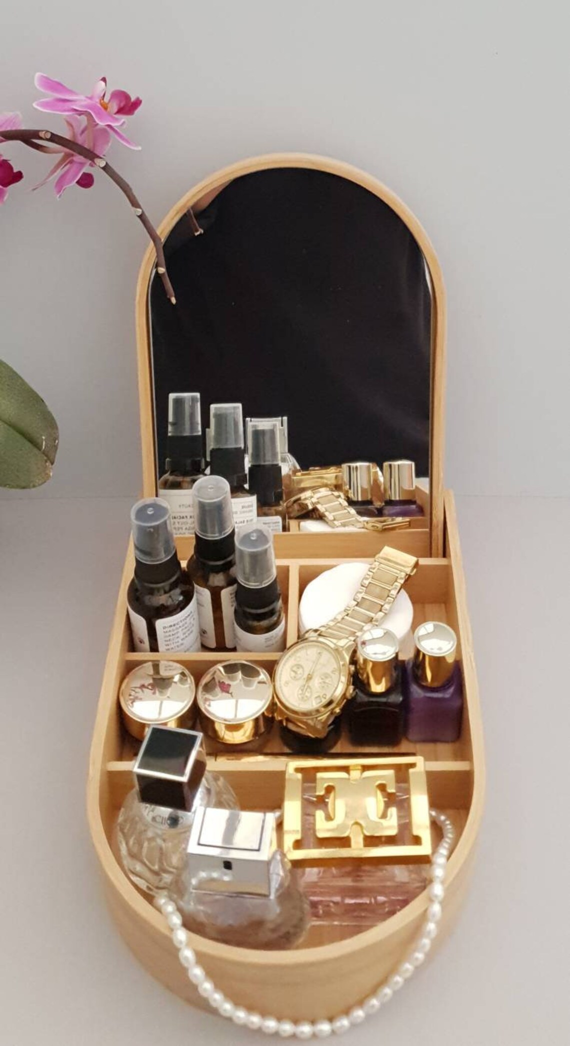 Wooden Engraved Toiletries Box With Mirror Gift for Her Gift | Etsy