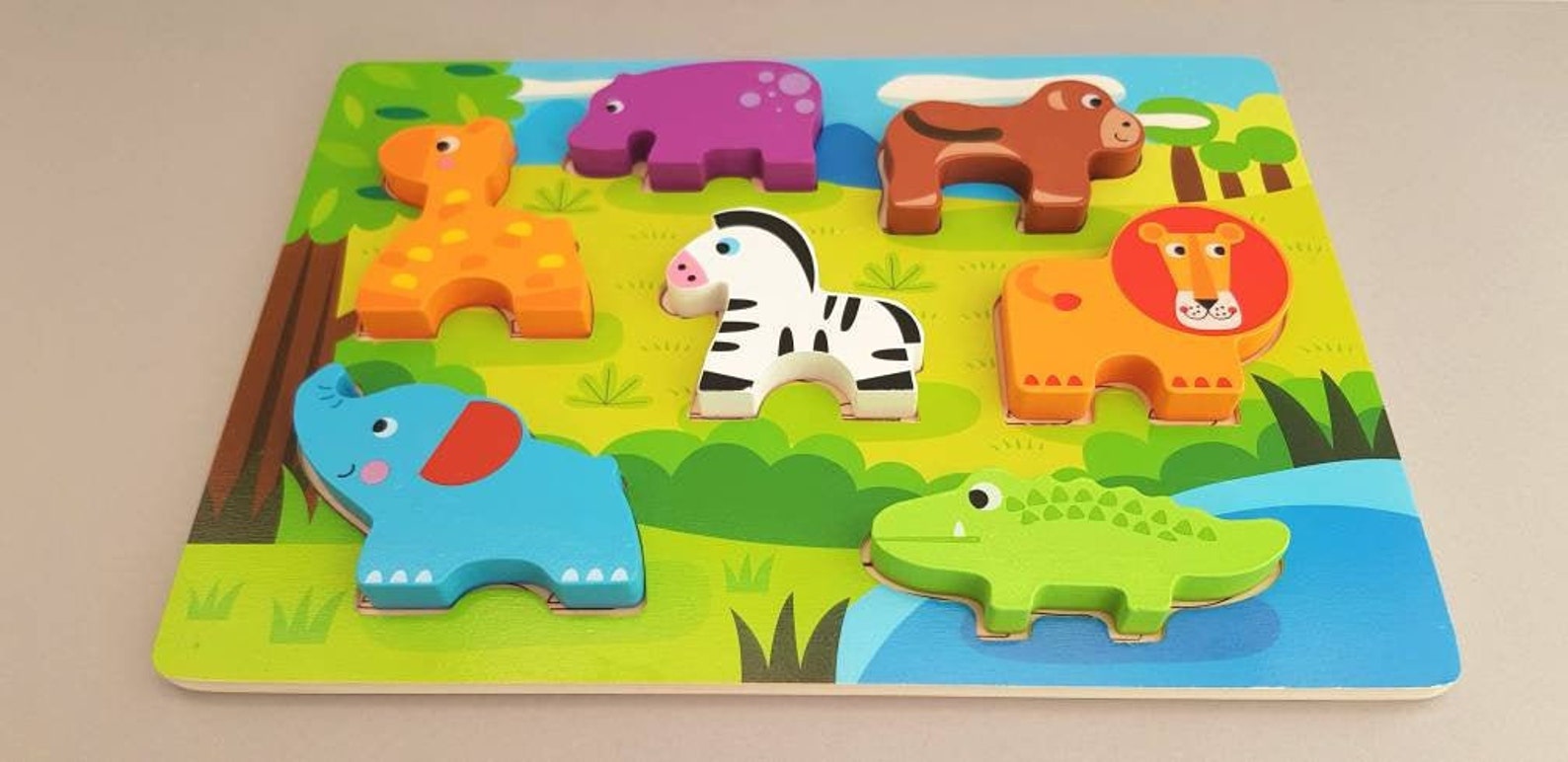 Personalised Safari puzzle 1st toddler puzzle. Toddler toy | Etsy
