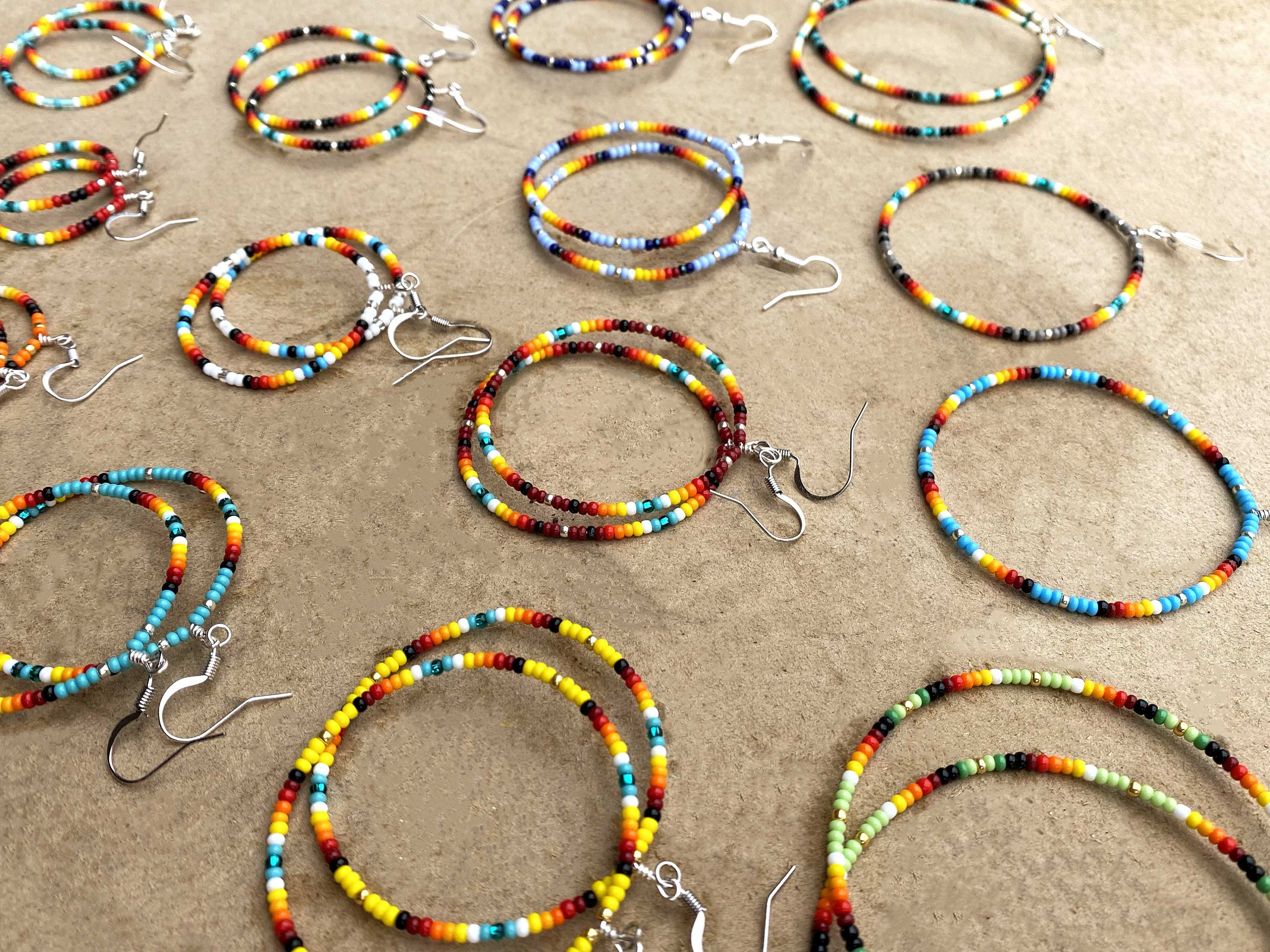 Native American Styled Beaded Hoops (small Bead) - Etsy