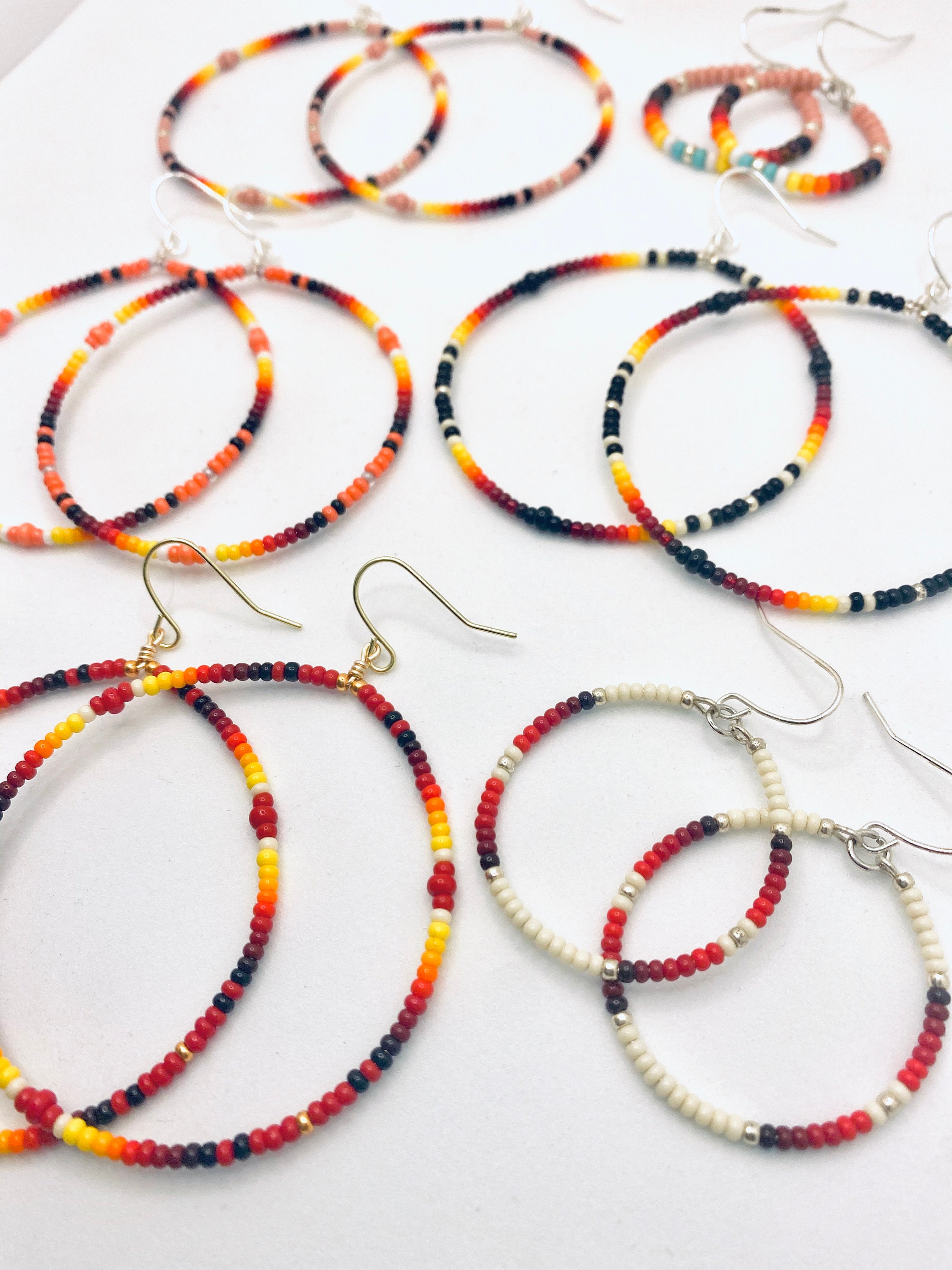 Native American Styled Beaded Hoops (small Bead) - Etsy