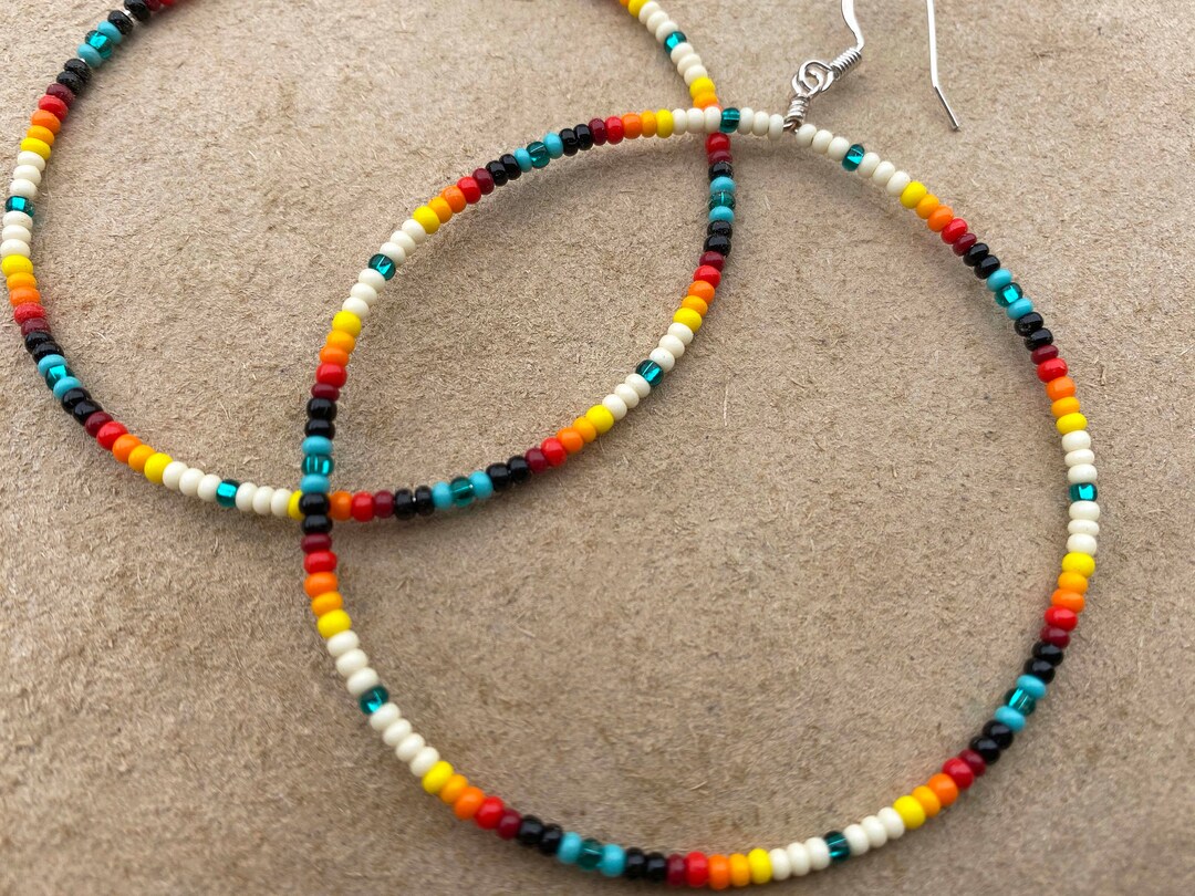 Native American Styled Beaded Hoops (small Bead) - Etsy