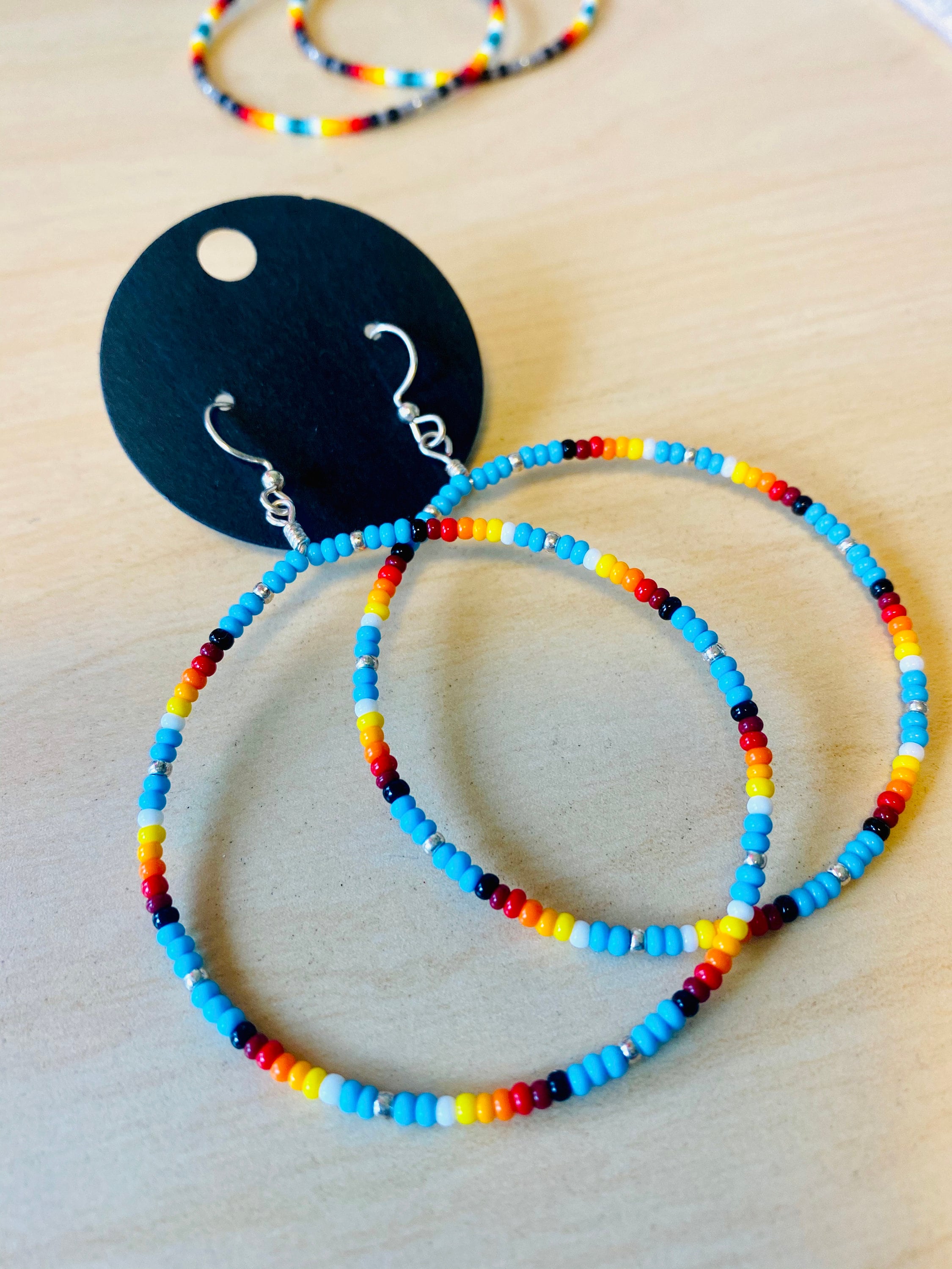 Native American Styled Beaded Hoops (small Bead) - Etsy