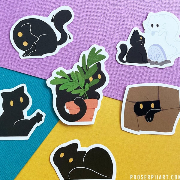Black Cat Stickers - Etsy