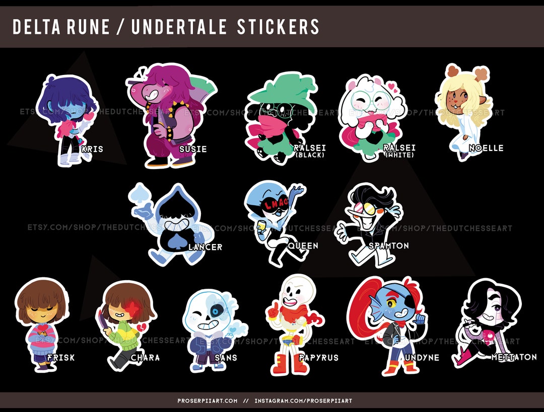 Deltarune and Undertale Stickers ,, Ralsei Susie Kris Noelle Sans ...