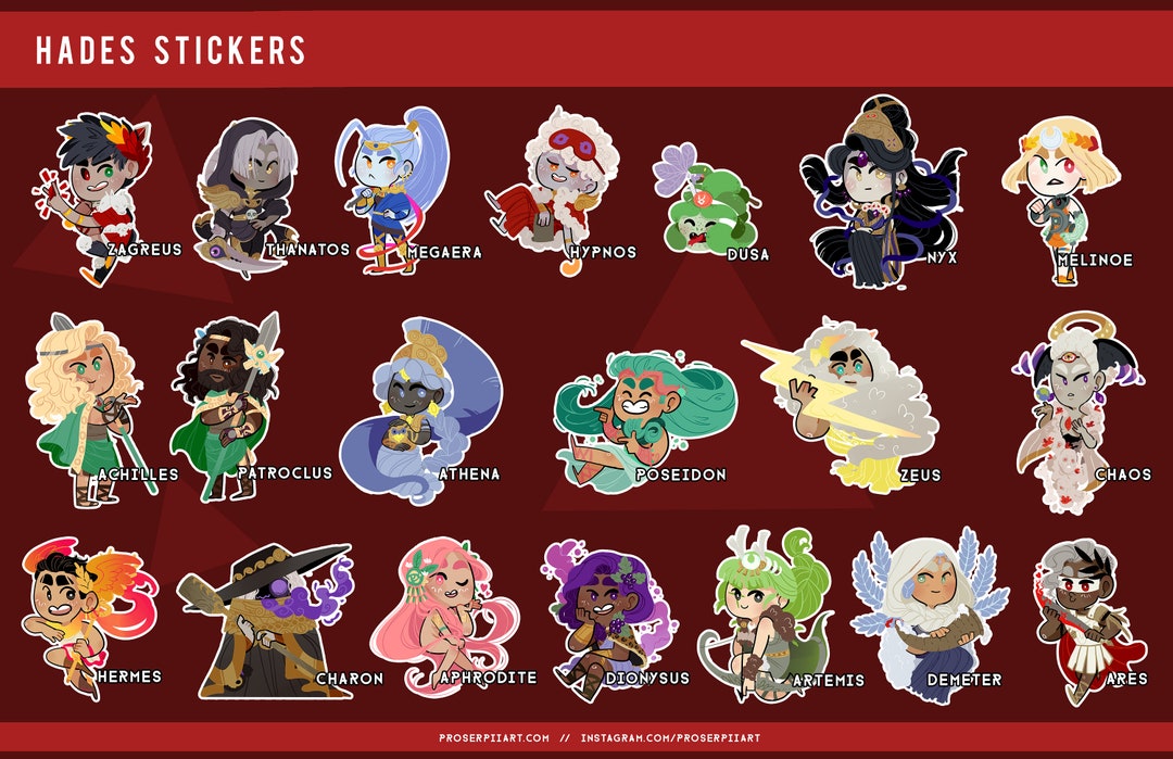 Hades Game Stickers, Zagreus, Thanatos, Olympians - Etsy