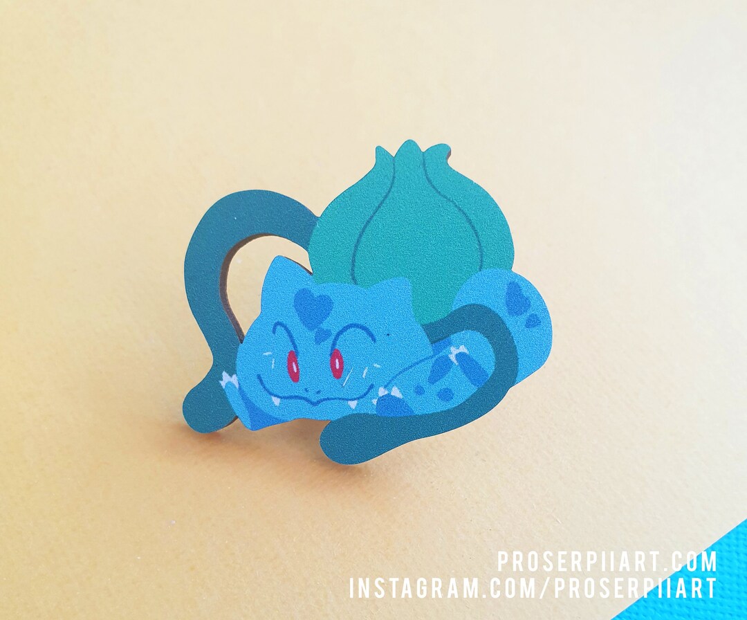 Bulbasaur 40mm or 1.5 Inch Wooden Pins ,, Grass Starter Pokemon Pin - Etsy