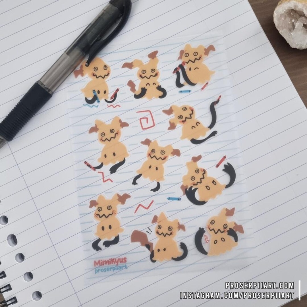 Mimikyu A6 Transparent Vinyl Sticker Sheets - Etsy