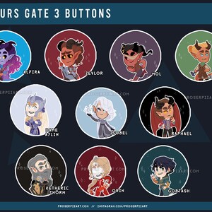 Baldur's Gate 3 Buttons ,, Astarion Shadowheart Gale Karlach Wyll ...