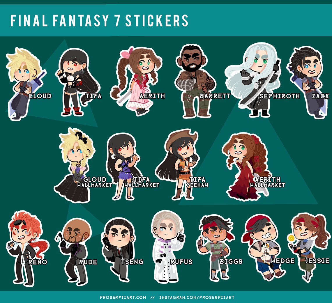 Final Fantasy VII Remake Stickers | FF7 Anime Character Decals - Etsy