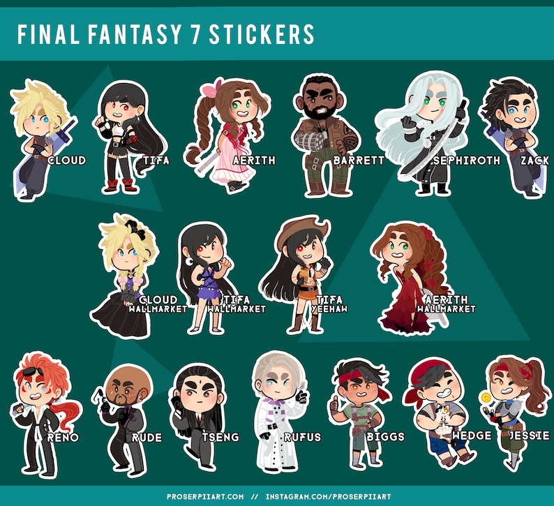 Final Fantasy VII Remake Stickers | FF7 Anime Character Decals - Etsy