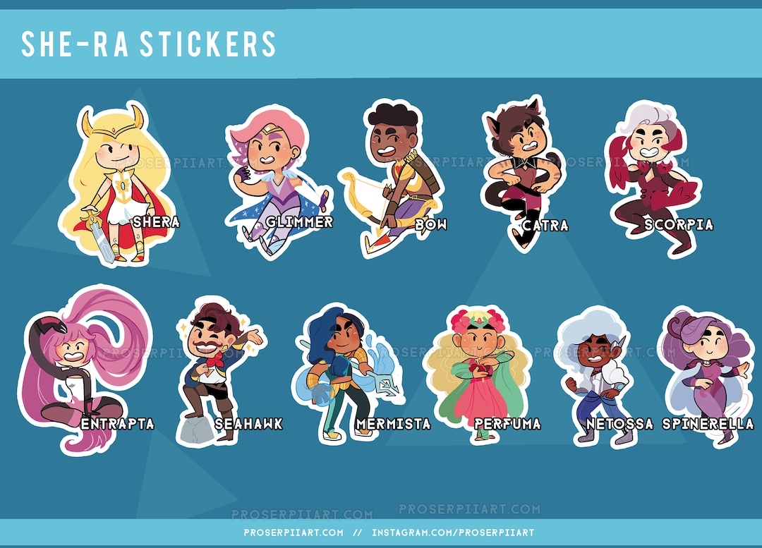She-ra Stickers Sticker Pack ,, Adora Catra Glimmer Bow Perfuma ...