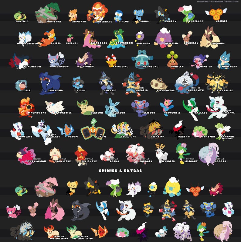 Pocket Monster Stickers // Choice of 350+ Pocket Monsters! - Etsy