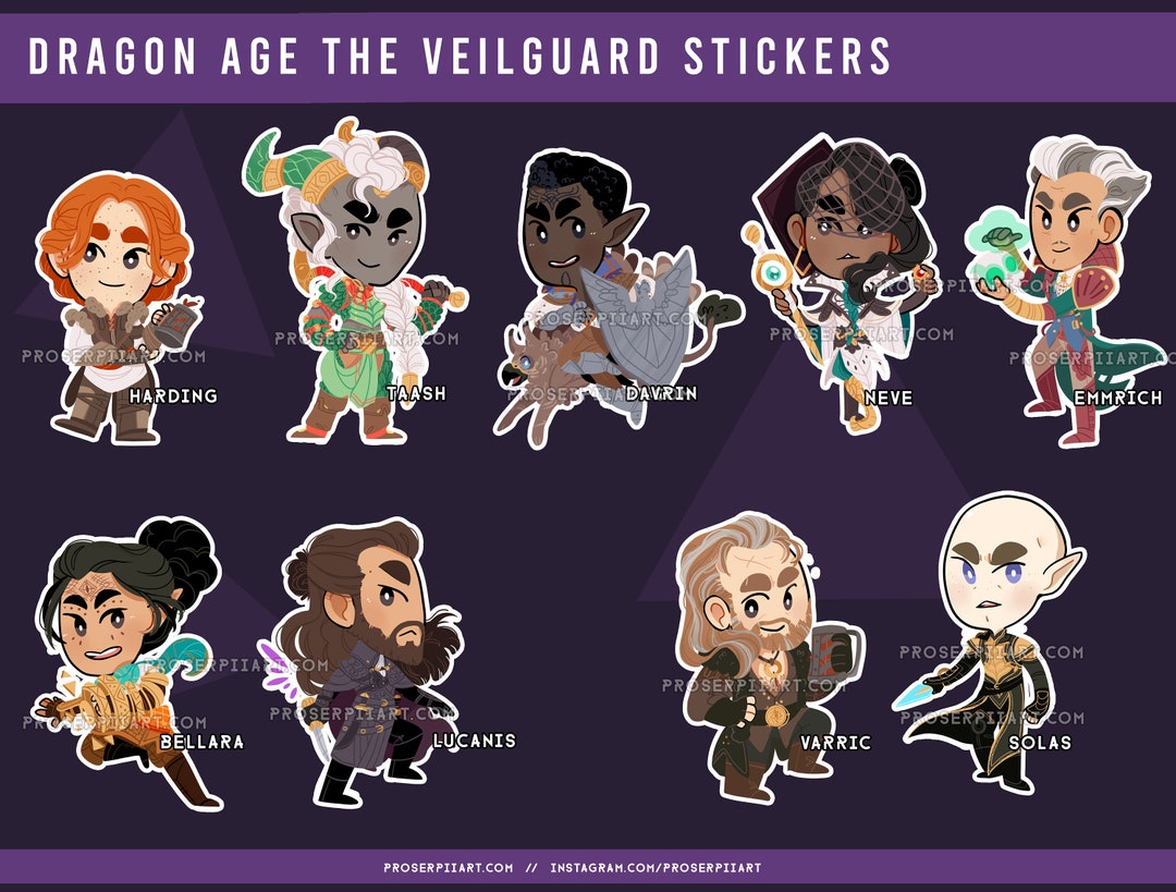 Dragon Age the Veilguard Inspired Stickers ,, DA4 Varric Harding Solas ...