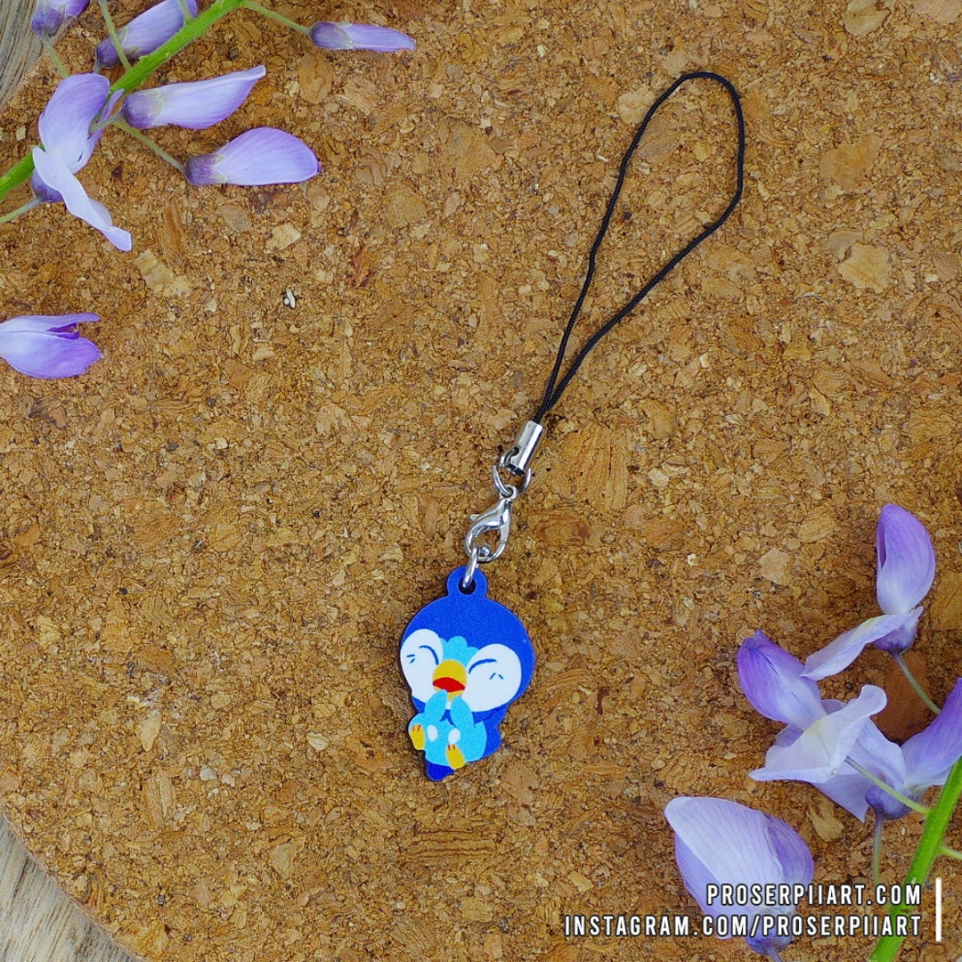 Piplup Mini Wooden Phone Charms ,, 1 Inch or 2.5 Cm ,, Wood Keychain ...