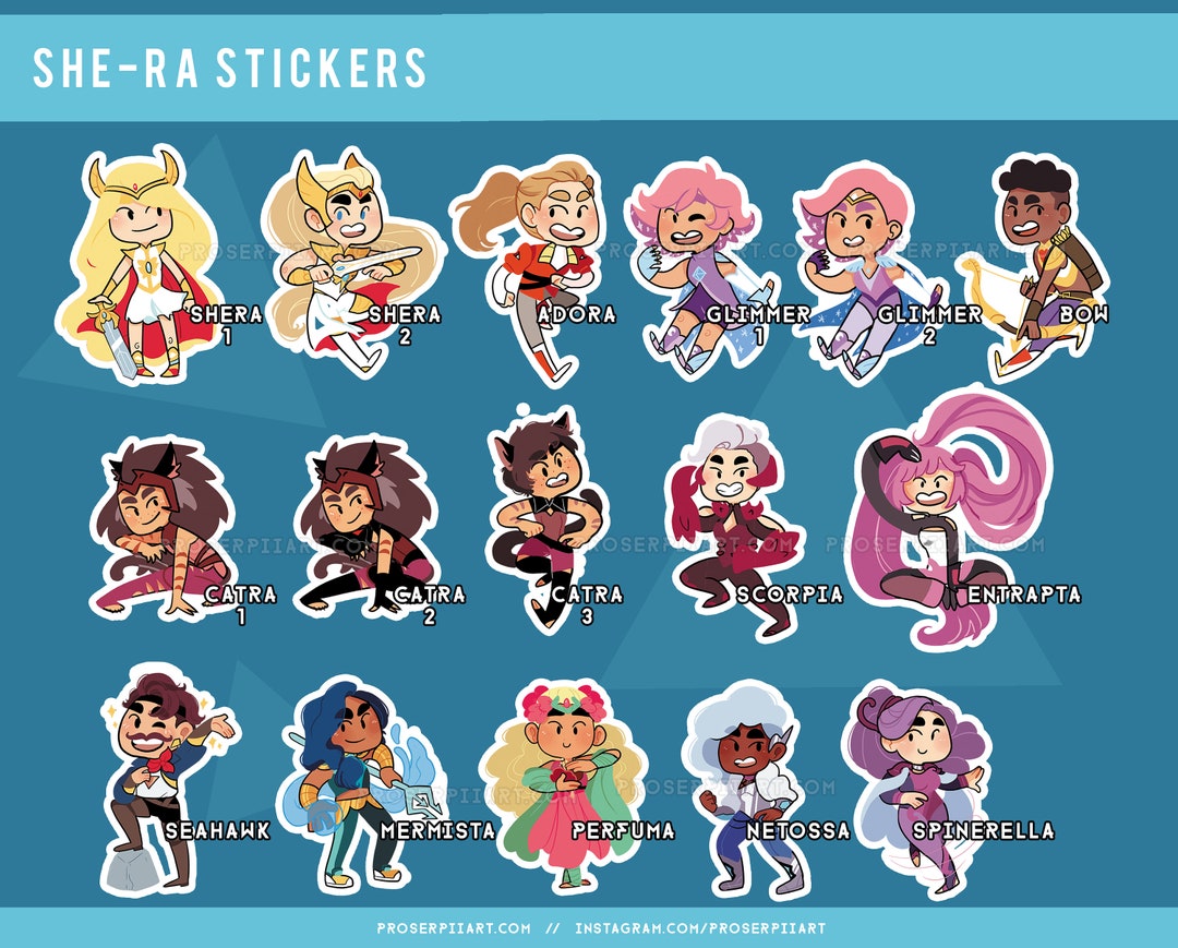 She Ra Stickers Sticker Pack Adora Catra Glimmer Bow Etsy