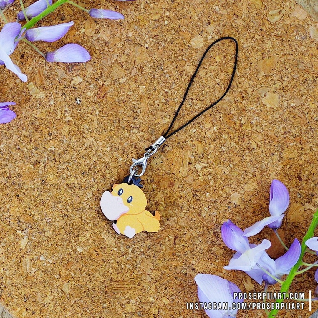 Psyduck Mini Wooden Phone Charms ,, 1 Inch or 2.5 Cm ,, Pokemon Wood ...