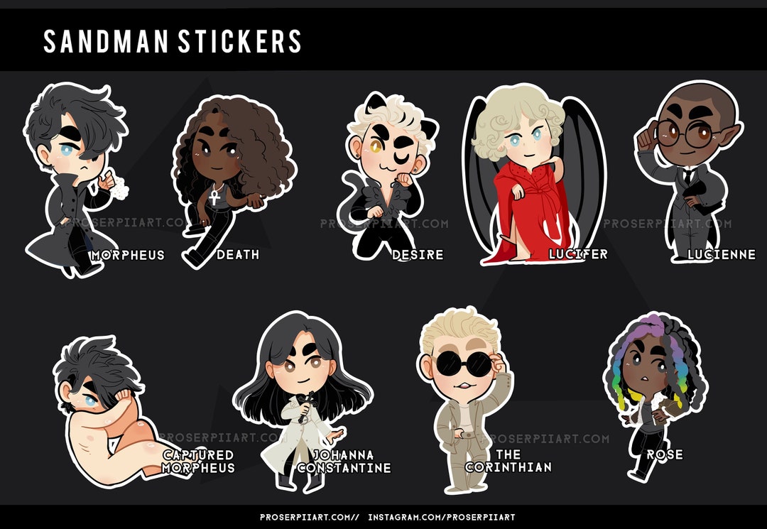 Sandman Stickers Morpheus Lucifer Dream Death Desire Rose Lucienne ...