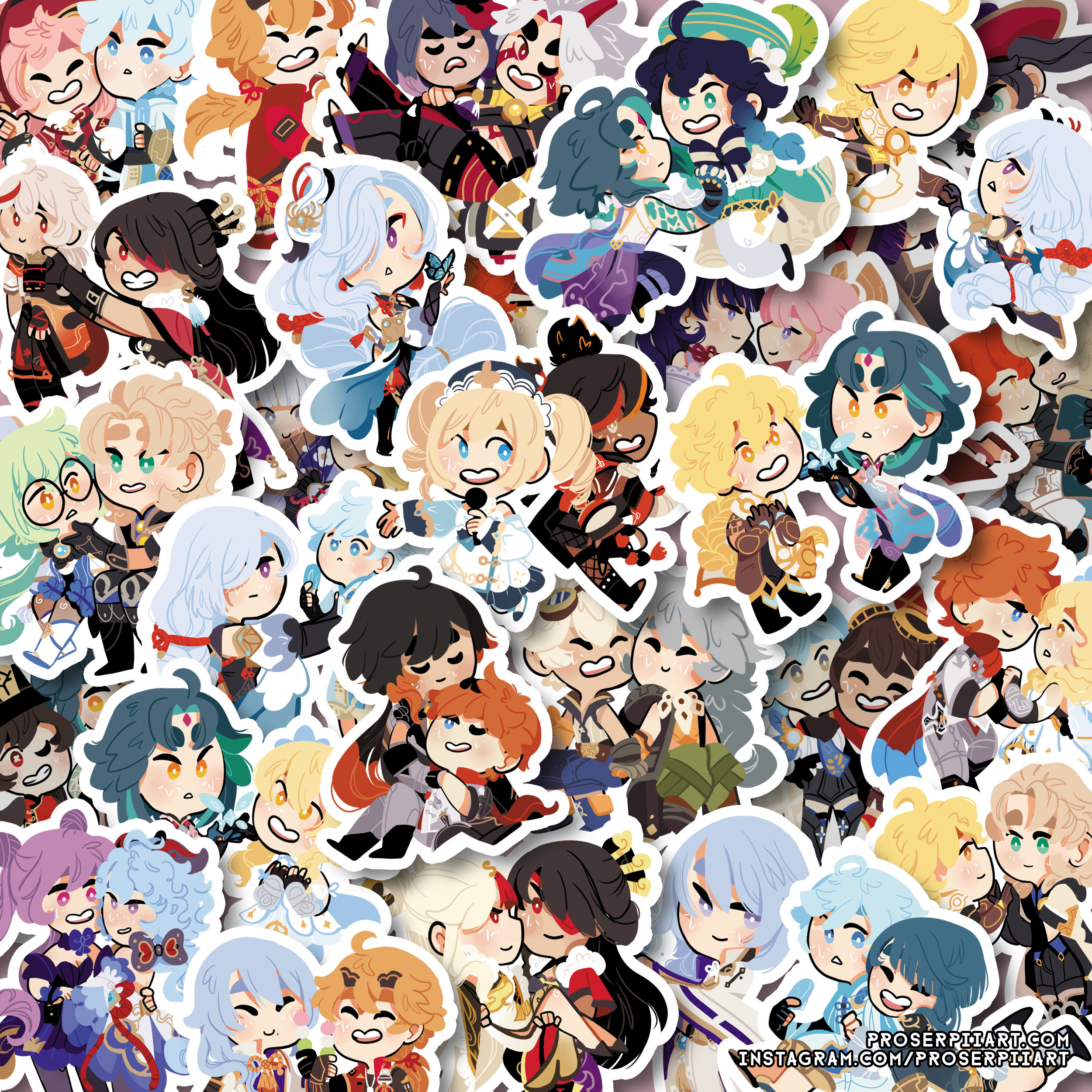 50Pcs Genshin Impact Stickers Venti Diluc Xiao XingQiu Kaeya Klee ...