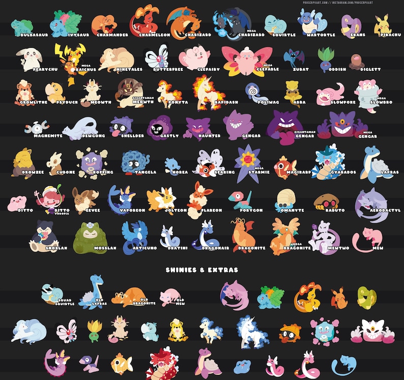 Pocket Monster Stickers // Choice of 350+ Pocket Monsters! - Etsy