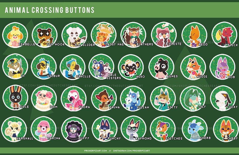 Animal Crossing Buttons Sticker Pack / ACNH / Niko / Raymond - Etsy UK
