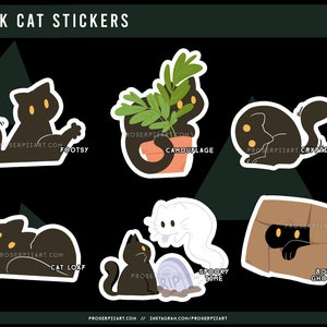 Tiamat the Black Cat Stickers , Cute Cat Sticker , Kawaii Animal ...