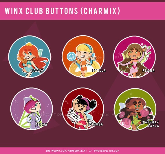Winx Club Buttons // Charmix & Enchantix // Bloom / Stella / - Etsy UK