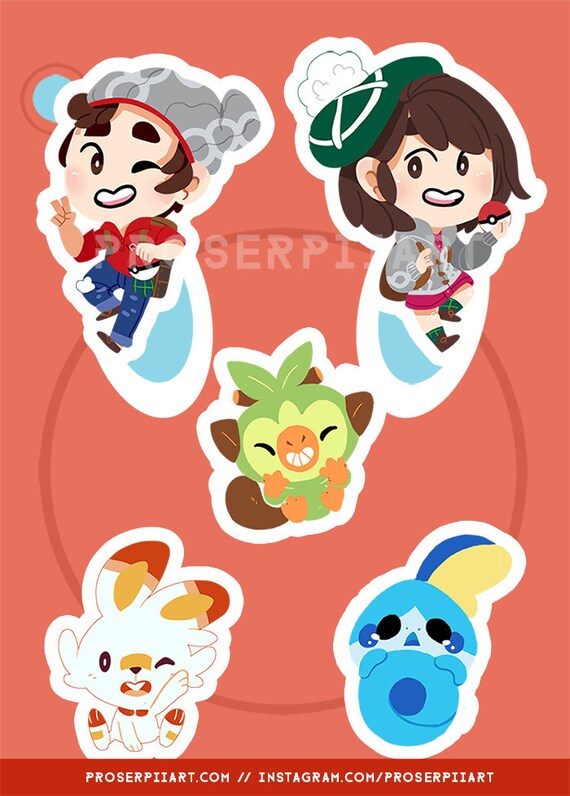 Pokemon Sword Shield Galar Vinyl Sticker Sheets Grookey // | Etsy