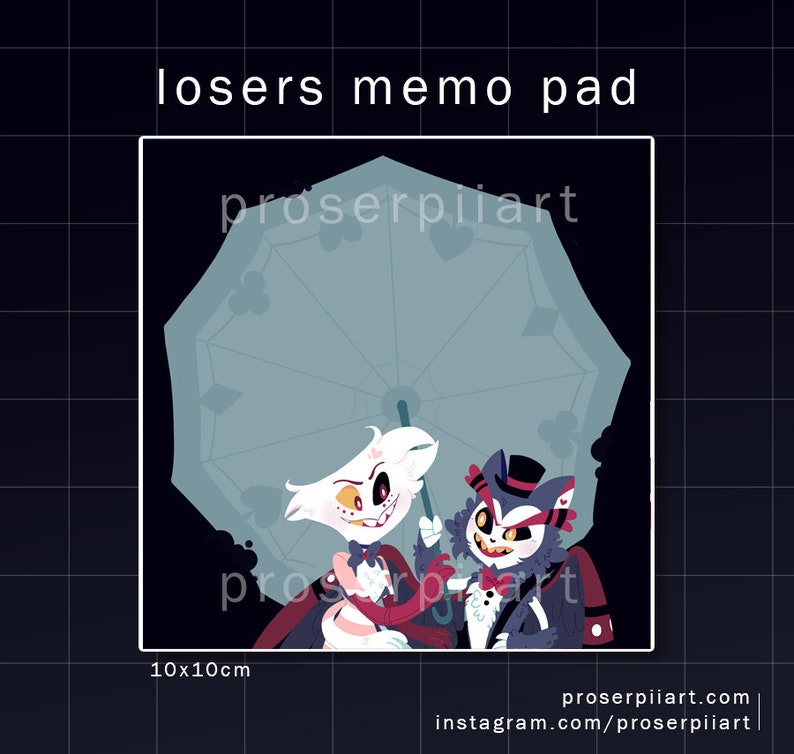 Hazbin Hotel Losers: Angel Dust + Husk Memo Pad ,, 10x10cm Notepad ...