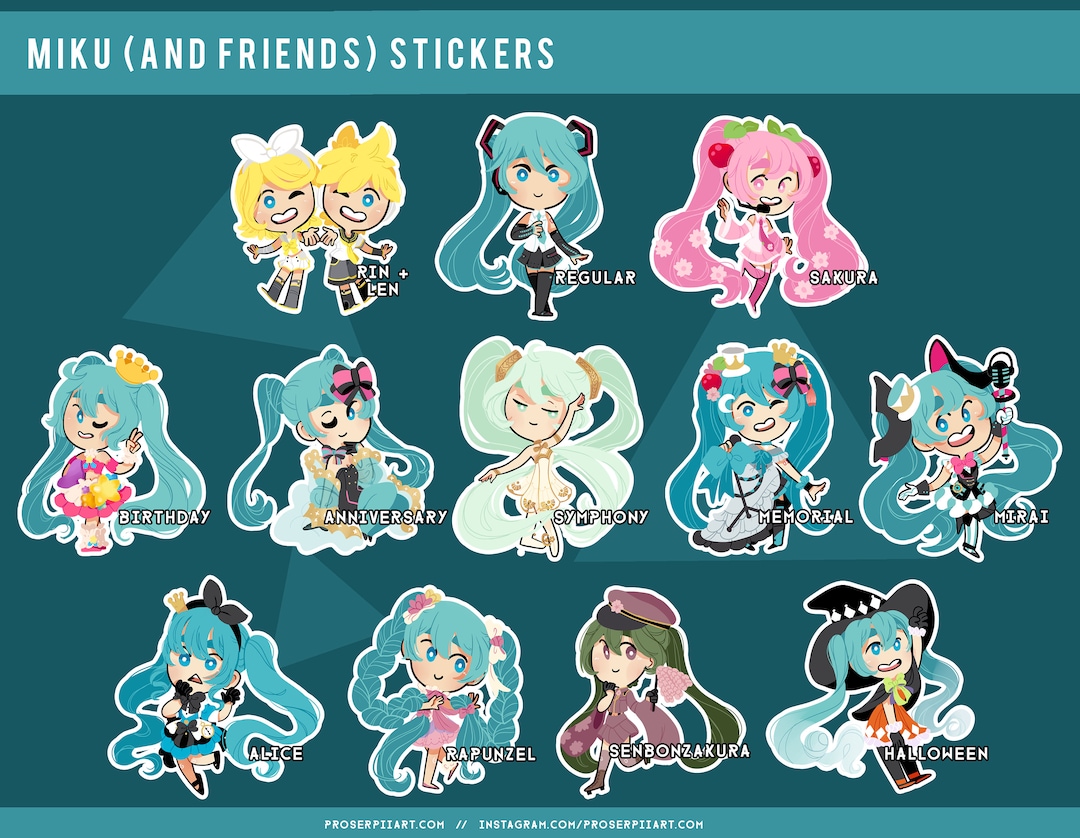 Vocaloid Miku and Kagamine Rin Len Stickers ,, Sakura Miku Magical ...