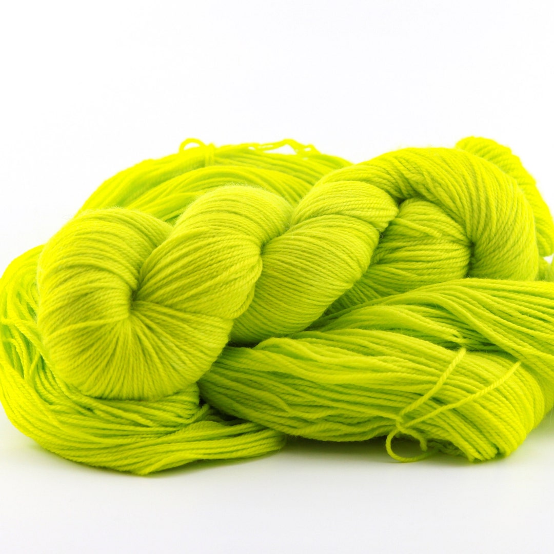 CHARTERUSE or DARE Neon Yellow Lime Hand Dyed Yarn - Choice of Sock DK ...
