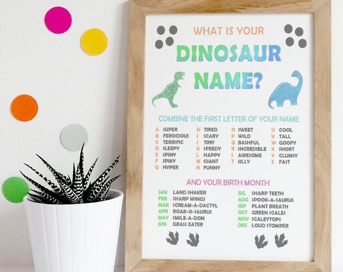What is Your Dinosaur Name / Birthday / Party / Modern / Kid | Etsy