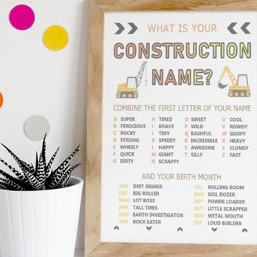 What is Your Construction Name / Birthday / Party / Modern / - Etsy